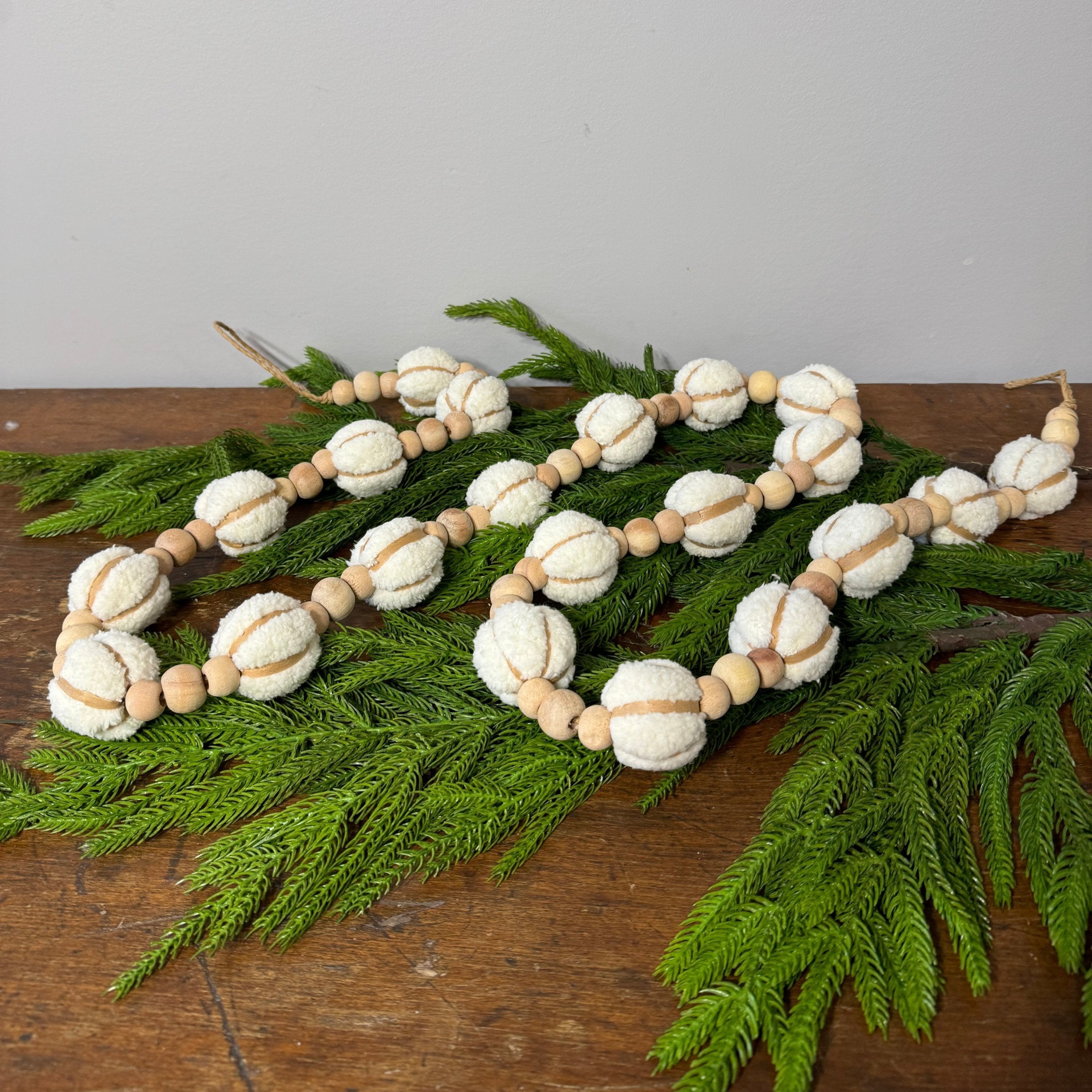 Sherpa + Wood Bead Garland: Ivory/Natural – TIN BARN MARKET